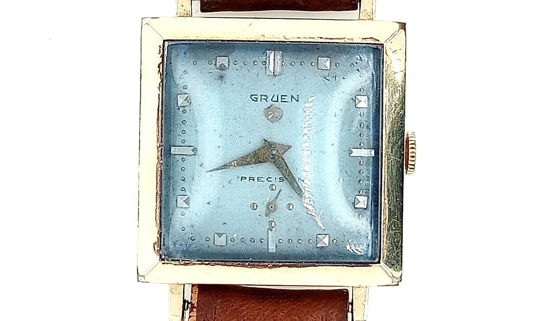 Vintage Blue Tinted Gruen Watch – Products – Treasures & Timepieces ...